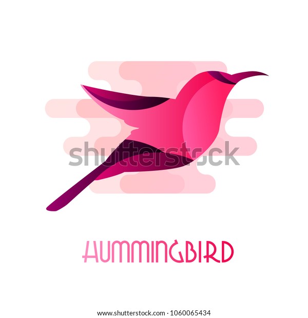 Icon Hummingbird Flat Design On White Stock Vector (Royalty Free ...