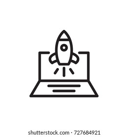 Icon Laptop Computer Rocket Stock Vector (Royalty Free) 727684921 ...