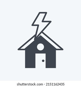 Icon Lightning Striking House Suitable Disasters Stock Vector (Royalty ...