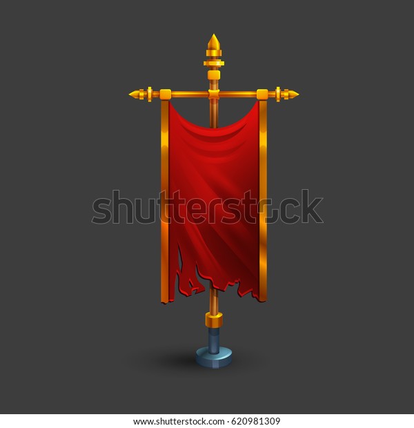 Icon Medieval Vertical Red Flag Flagpole Stock Vector (Royalty Free ...