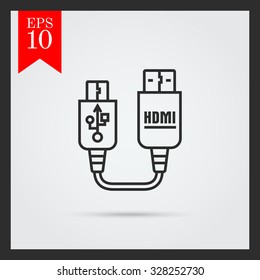 Icon Mini Usb Hdmi Cable Stock Vector (Royalty Free) 328252730 ...