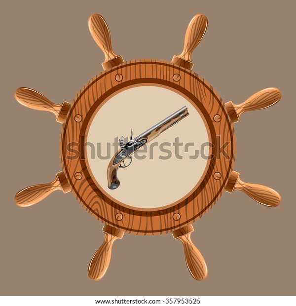 Icon Old Pirate Flintlock Pistol On Stock Vector (Royalty Free ...
