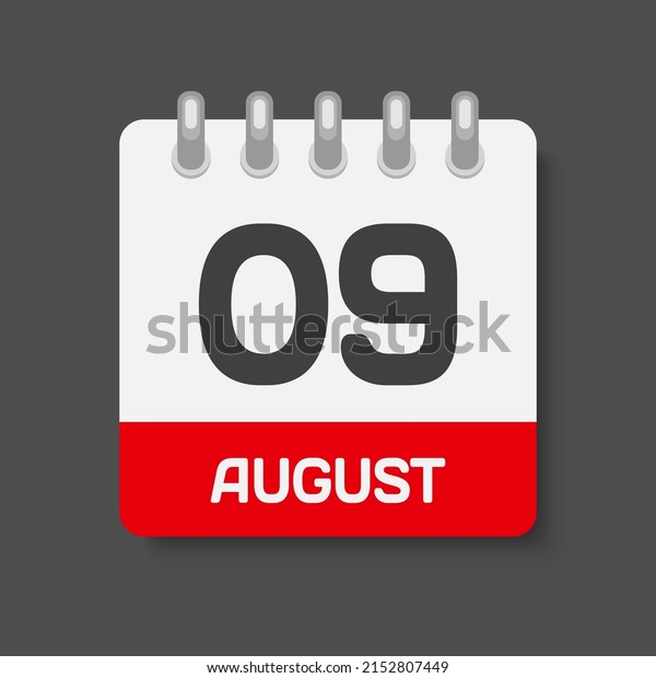 Icon Page Calendar Day 9 August Stock Vector (Royalty Free) 2152807449 ...