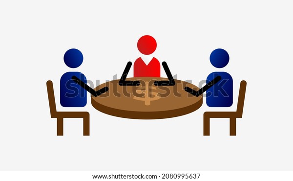 Icon People Sitting Round Table Vector Stock Vector (Royalty Free ...