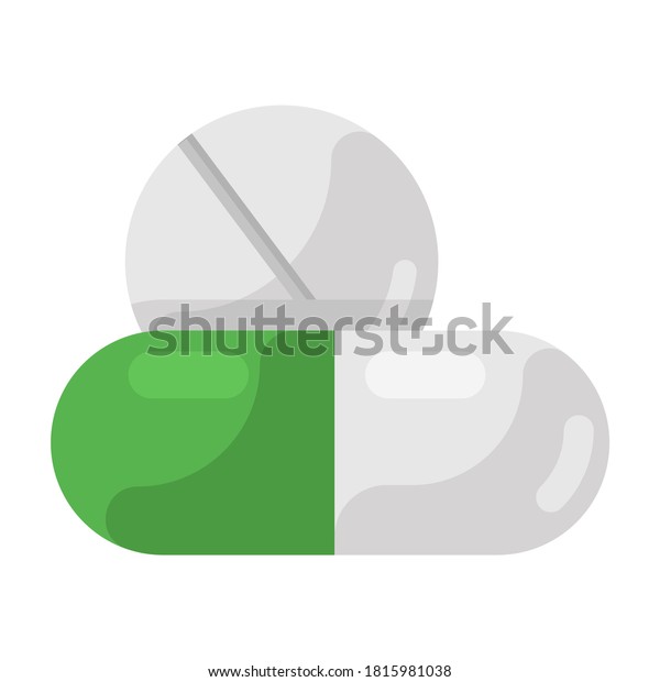 Icon Pill Flat Design Medication Vector Stock Vector (Royalty Free ...