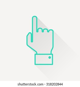 Vetor Blue Outline Hand Pointer Icon : image vectorielle de stock ...