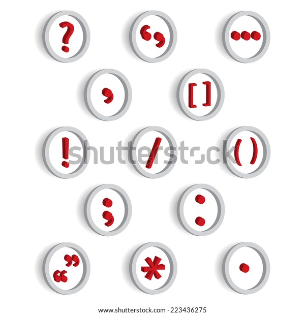 Icon Punctuation Markseducation Red Written Symbols: vector de stock ...
