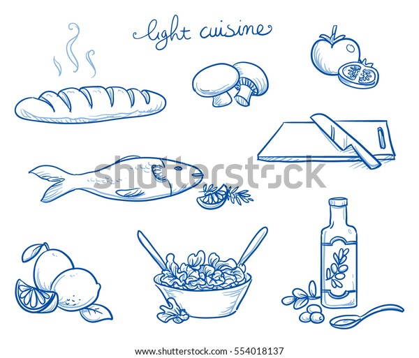 Icon Set Different Food Cooking Objects Stock Vector (Royalty Free ...