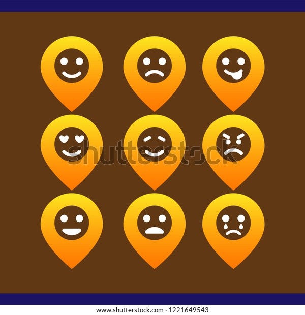 Icon Set Emoji Pin Location Expressions Stock Vector (Royalty Free ...