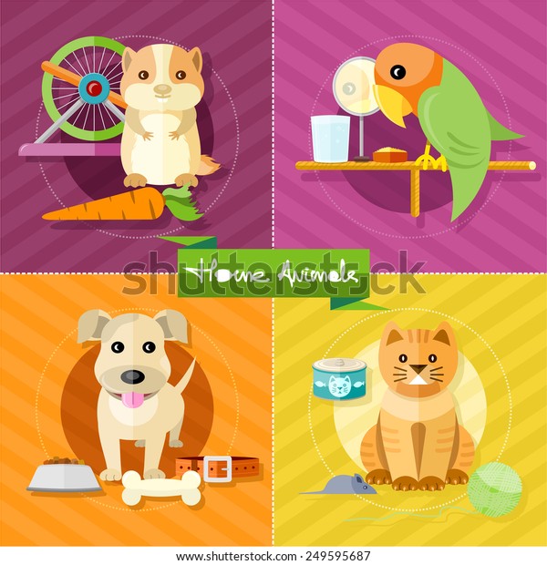 Icon Set Home Animals Silhouettes Pets Stock Vector (Royalty Free ...
