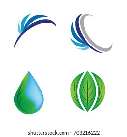 Icon Set Leaf Water Logo Template Stock Vector (Royalty Free) 703216222 ...