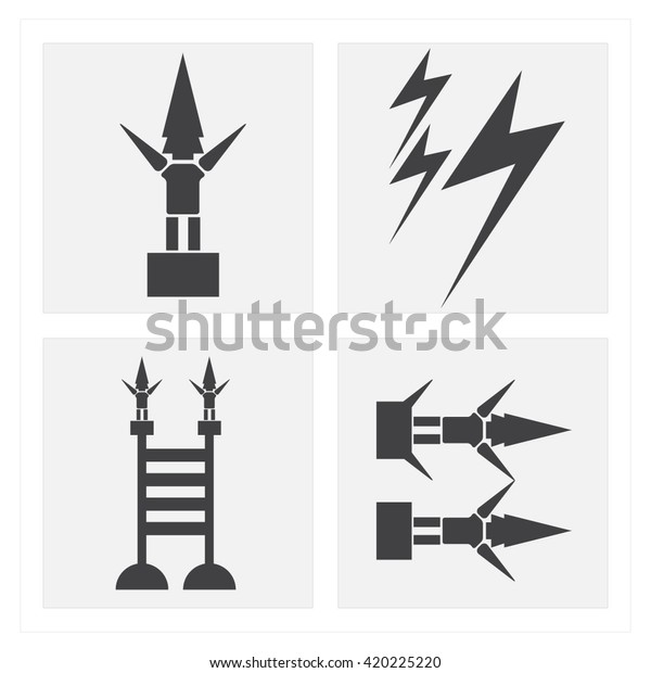 Icon Set Lightning Rod Lightning Conductor Stock Vector (Royalty Free ...