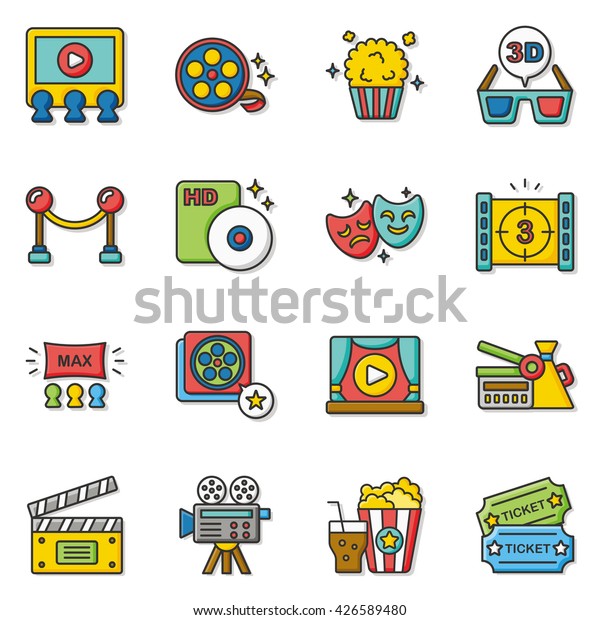 Icon Set Movie Vector Stock Vector (Royalty Free) 426589480 | Shutterstock