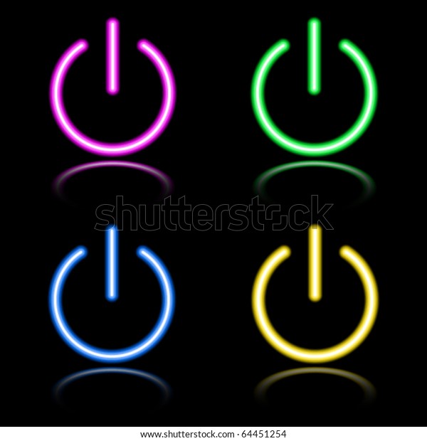 Icon Set Neon Buttons Eps8 Stock Vector (Royalty Free) 64451254