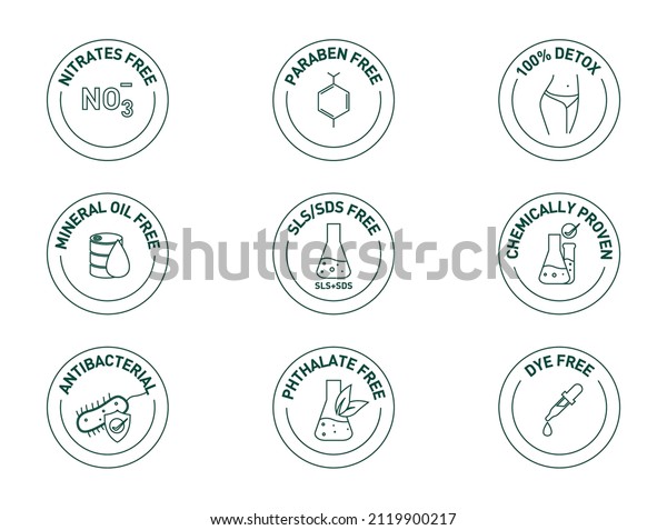 Icon Set Nitrate Free Sls Sds Stock Vector (Royalty Free) 2119900217 ...