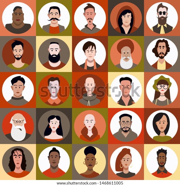 Icon Set People Different Races Different Stock Vector (Royalty Free ...
