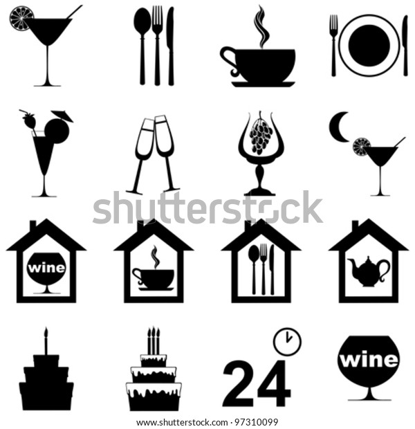 Icon Set Restaurant Cafe Bar Isolated: Stock-Vektorgrafik (Lizenzfrei ...