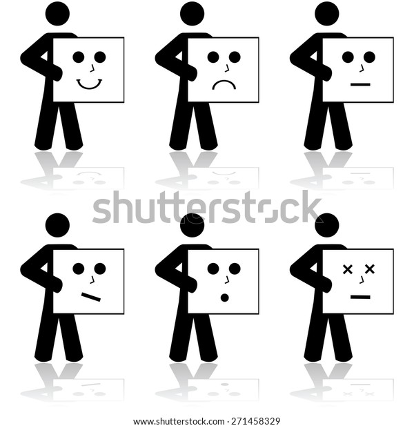Icon Set Showing Man Holding Cards Stock Vector (Royalty Free ...