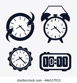 Icon Set Silhouette Clocks Time Design Stock Vector (Royalty Free ...
