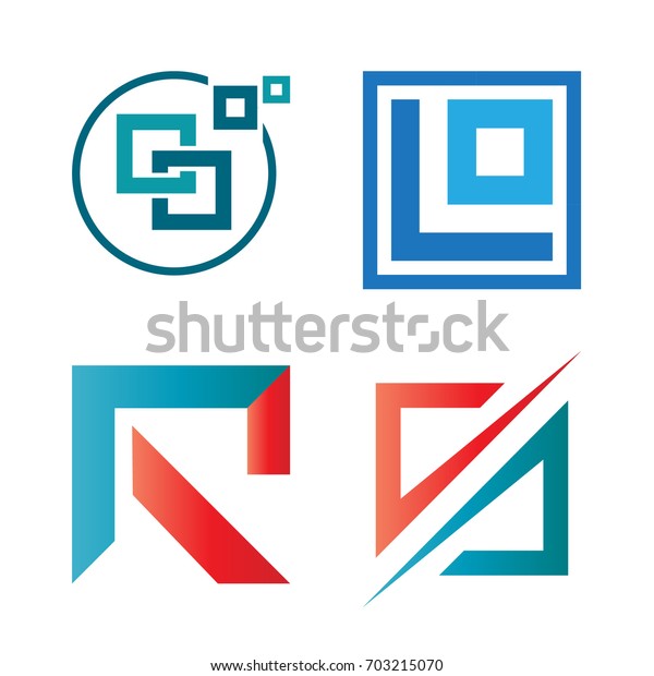 Icon Set Square Logo Template Stock Vector (Royalty Free) 703215070 ...