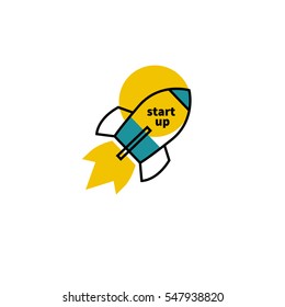 Icon Start Logo Flying Rocket Business Stock Vector (Royalty Free ...