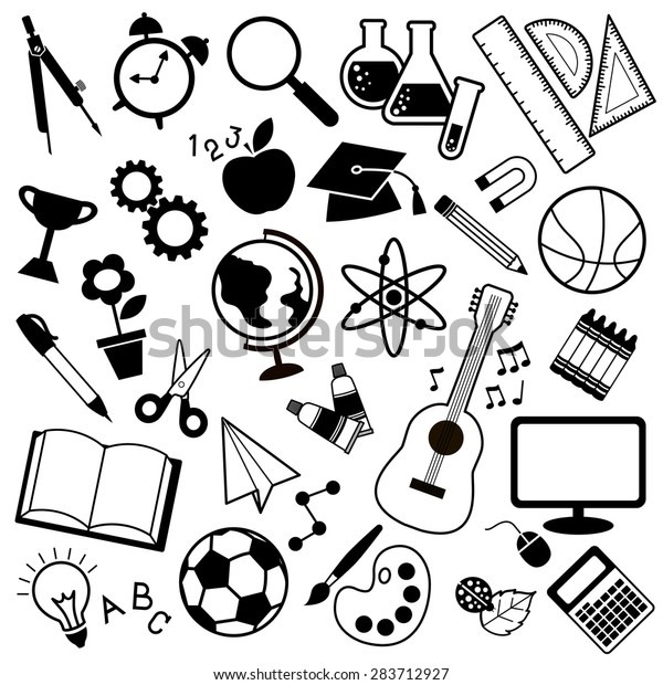 Icon Vector Education Subject Black White Stock Vector (Royalty Free ...