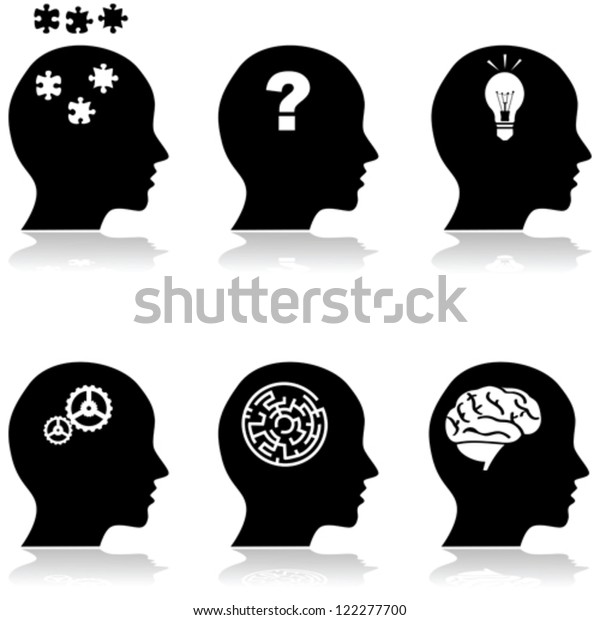 Icon Vector Illustrations Showing Collection Heads Stock Vector ...