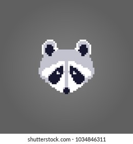 Raster Illustration Pixel Art Raccoon 8 Stock Illustration 1111888481