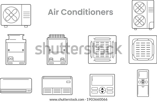 Icon Vector Set Air Conditioners Hvac Stock Vector (Royalty Free ...