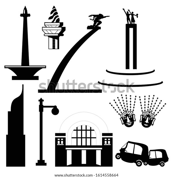 Iconic Jakarta City Indonesia Vector Design Stock Vector (Royalty Free ...