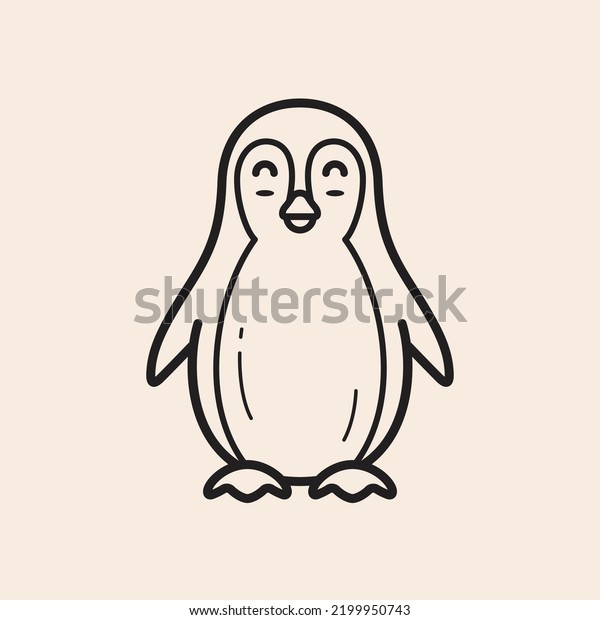 Iconic Outline Vector Cute Penguin Reflex Stock Vector (Royalty Free ...