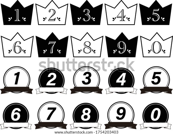 Icons Black White Numbers Stock Vector (Royalty Free) 1754203403 ...