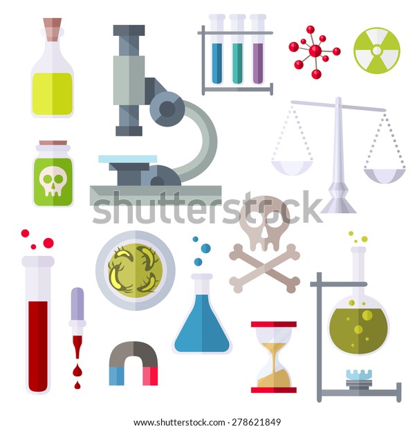 Icons Chemistry Theme Objects Chemical Physical Stock Vector (Royalty ...