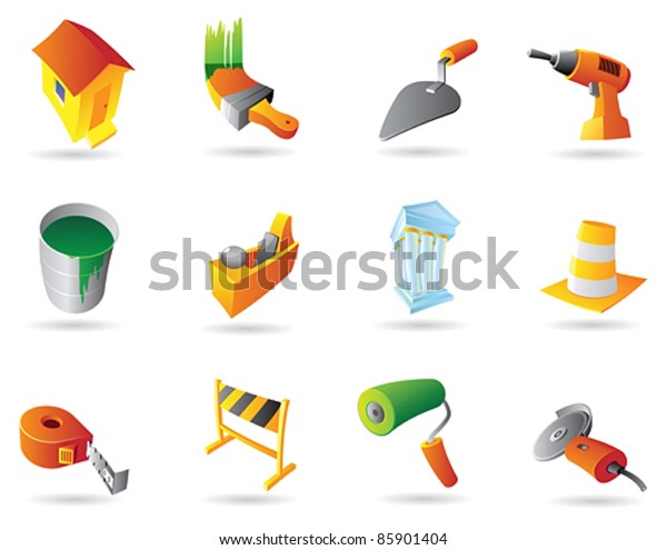 Icons Construction Industry Tools Vector Illustration Stock Vector ...