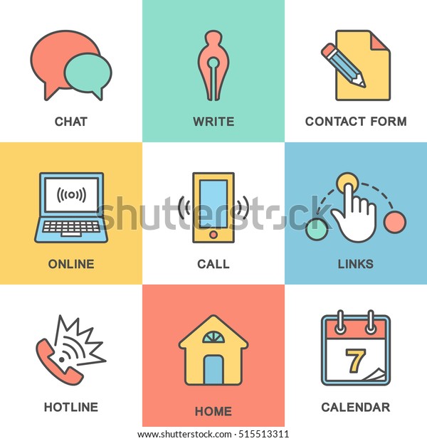 Icons Contact Us Methods Communication Contact Stock Vector (Royalty ...