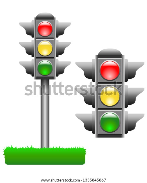 Icons Depicting Typical Horizontal Traffic Signals Stock Vector ...