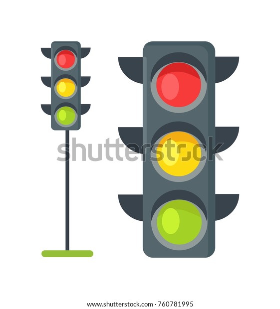 Icons Depicting Typical Horizontal Traffic Signals Stock Vector ...