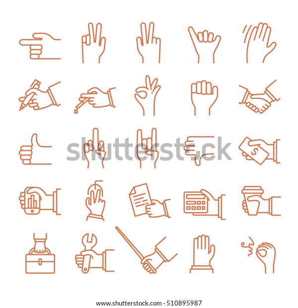Icons Gestures Actions Hands Stock Vector (Royalty Free) 510895987 ...
