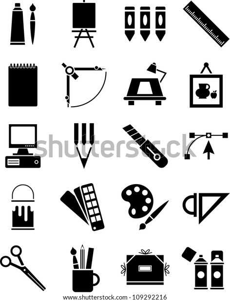 Image vectorielle de stock de icônes d'arts graphiques et plastiques ...