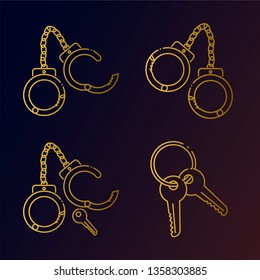 Icons Handcuffs Keys Stock Vector (Royalty Free) 1358303885