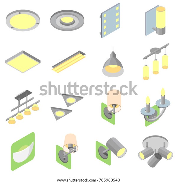 Icons Indoor Lights Isometric View Solid Stock Vector (Royalty Free ...