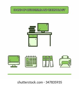 Icons Office Items Technology Stock Vector (Royalty Free) 347835935 ...
