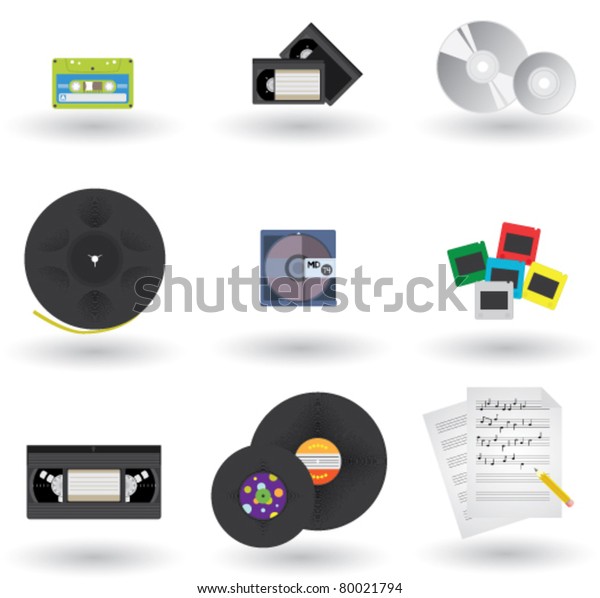 Icons Set Different Media Formats Types Stock Vector (Royalty Free ...