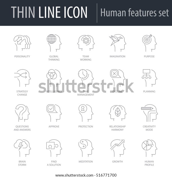Icons Set Human Features Symbol Intelligent: immagine vettoriale stock ...