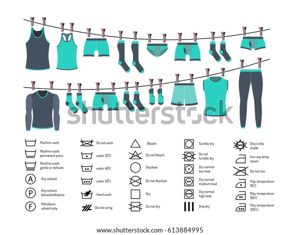 Icons Set Instructions Washing Clothes Manual Stock Vector (Royalty ...