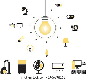 Icons Set Saving Electricity Stock Vector (Royalty Free) 1706678101 ...