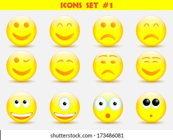 Icons Smile Set Stock Vector (Royalty Free) 173486081 | Shutterstock