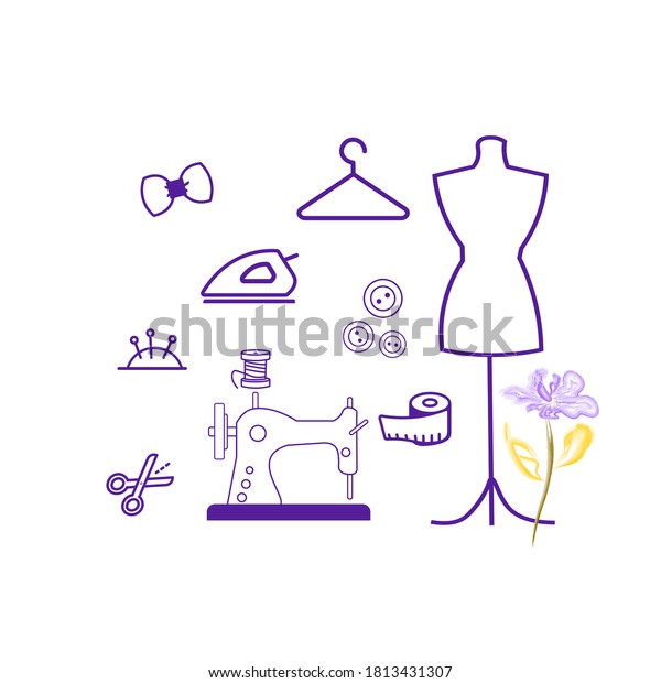 Icons Tailors Handwork Creating Clothesvector Illustration Stock Vector ...