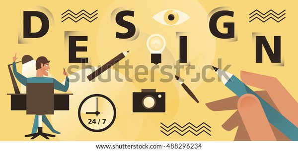 Icons Working Process Artist Designer Process Stock Vector (Royalty ...