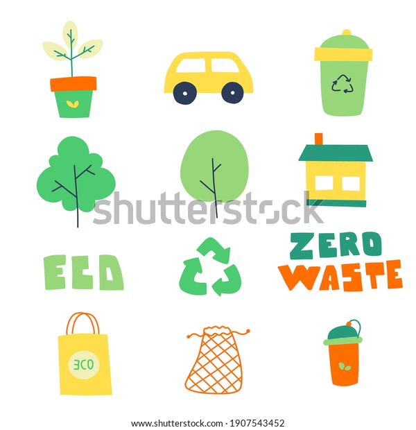 Icons Zero Waste Symbol Logo Illustration Stock Vector (Royalty Free ...